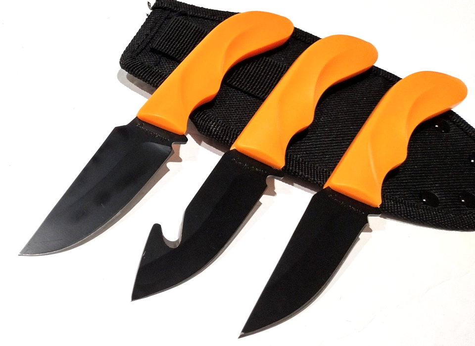 Schrade Uncle Henry Hunter Orange Caping Guthook Skinning Hunting Knife ...