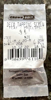 Lot of 2 #6x1" Flat Head Phillips Deco Screws Bronze Finish 4 Per Pk | eBay