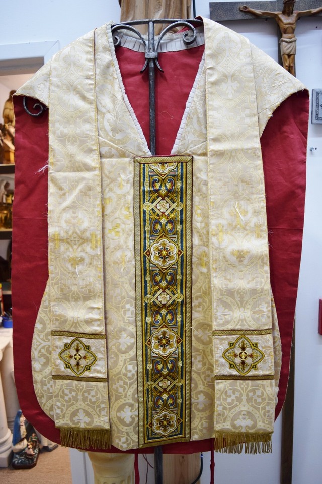 + Old Embroidered Fiddle Back Vestment & Stole - 42" (FB13) Church ...