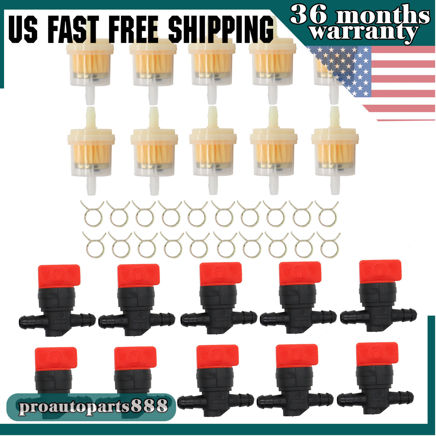 1/4" Fuel Filter Shut Cut Off Valve For 698183 494768 Mower Generators ...