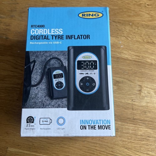 Cordless Rechargeable Car Tyre Inflator Air Compressor Pump Ring ...