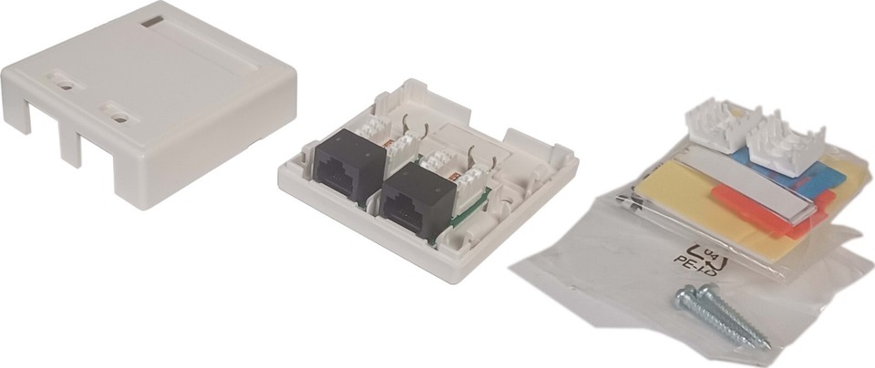 Network Wiring Surface Mount Box Biscuit Jack RJ45 8P8C 8 Pin C5e 2 ...