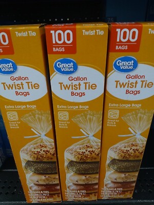 3 Great Value Twist Tie Food Bread Muffins Storage Bags Extra Large ...