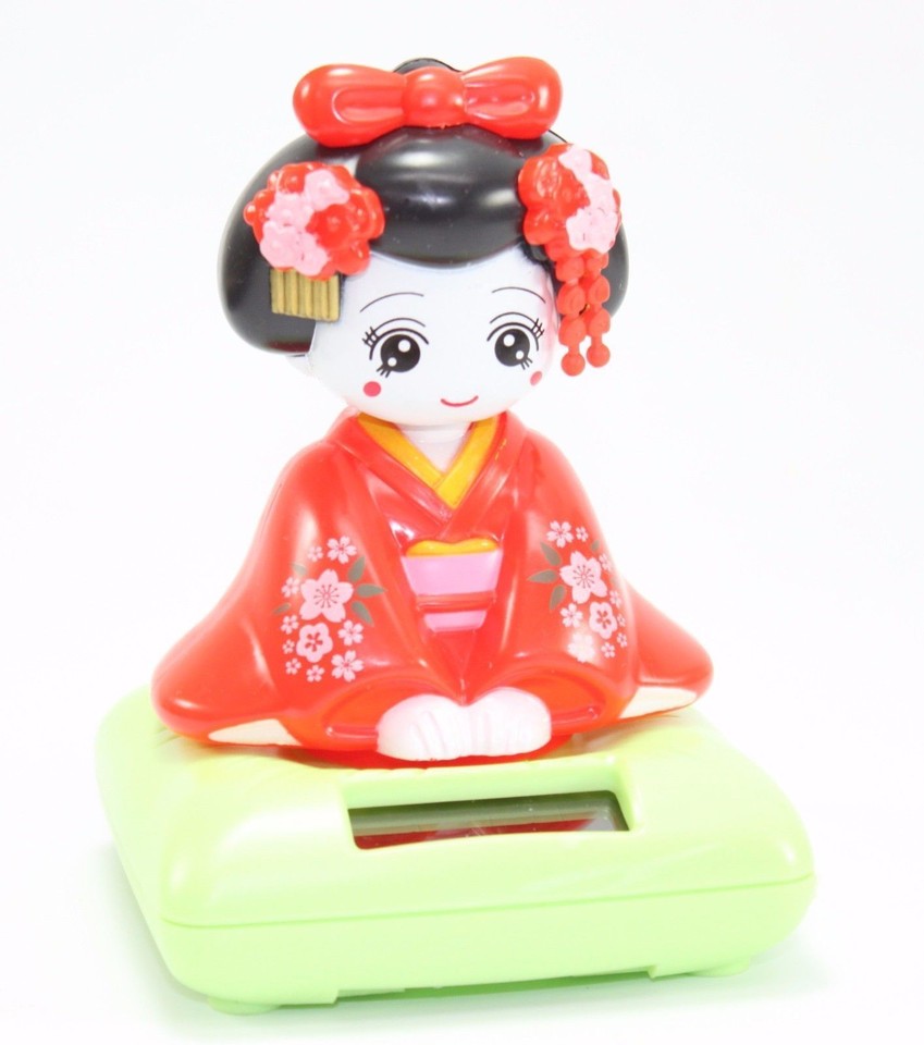 Lovely Geisha Girl Dancing Solar Power Toys Bobblehead Dolls Xmas Gifts ...