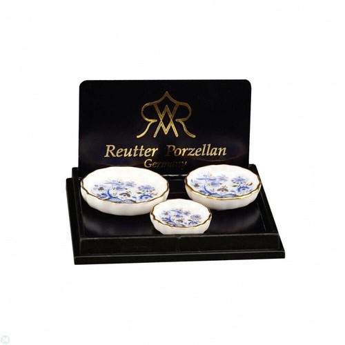 Reutter Porcelain - Dollhouse Miniature Blue and Gold Dishes | eBay