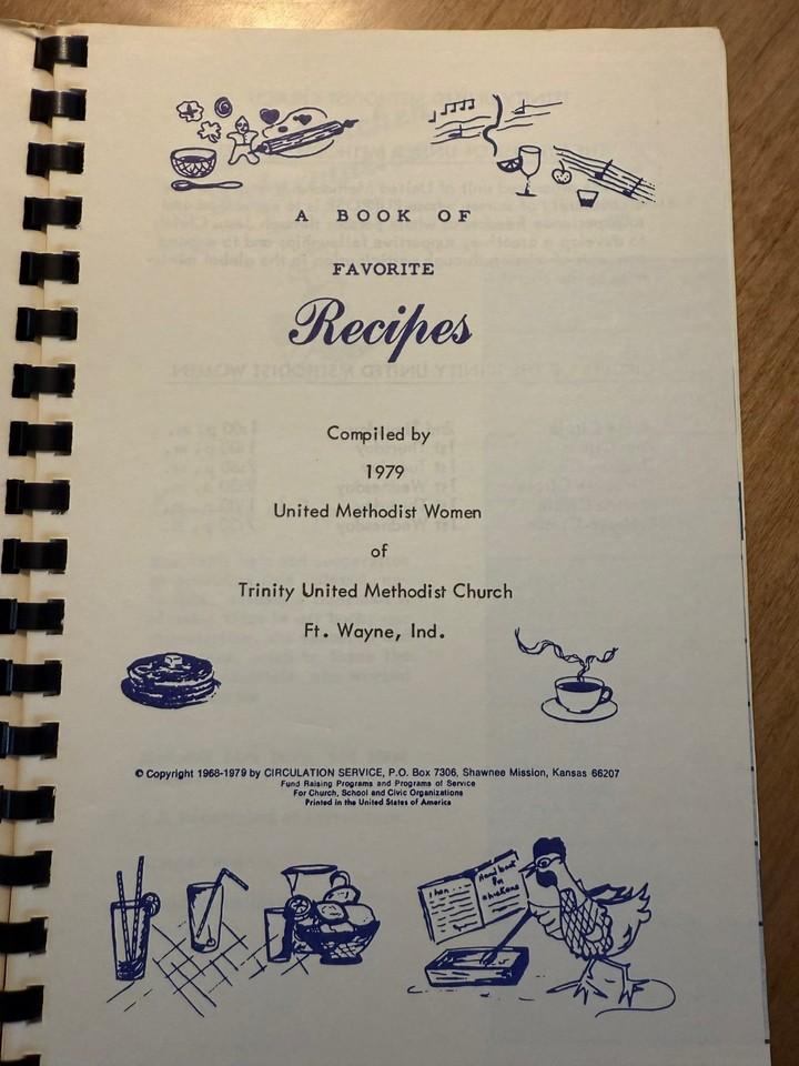 Vintage 1979 Cookbook Trinity United Methodist Church Fort Wayne ...