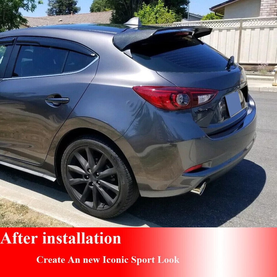 REAL CARBON Rear Roof Spoiler Window Wing Fit For Mazda 3 Axela ...