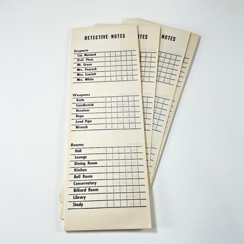 Vintage Clue Game Circa 1949 1950 Detective Notes Pad Replacement Piece ...