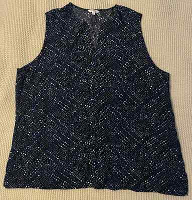 KOKO 'PLUS' Blue Patterned Blouse Women's Plus Size 22+ Sleeveless V ...