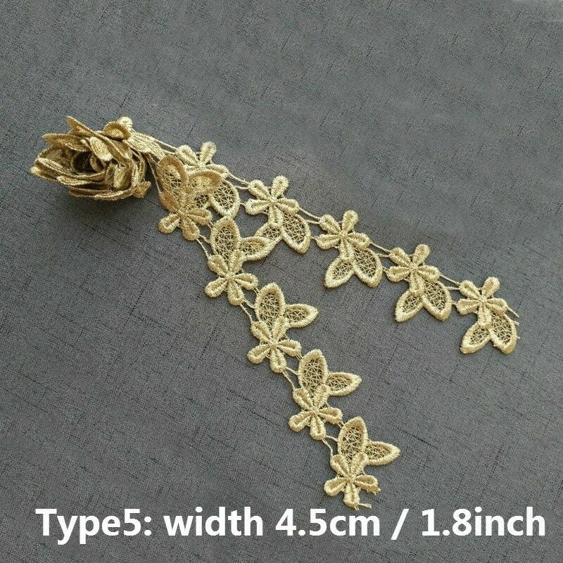 Retro Gold Embroidered Lace Edge Trim Ribbon Costume Fringe Adorn ...