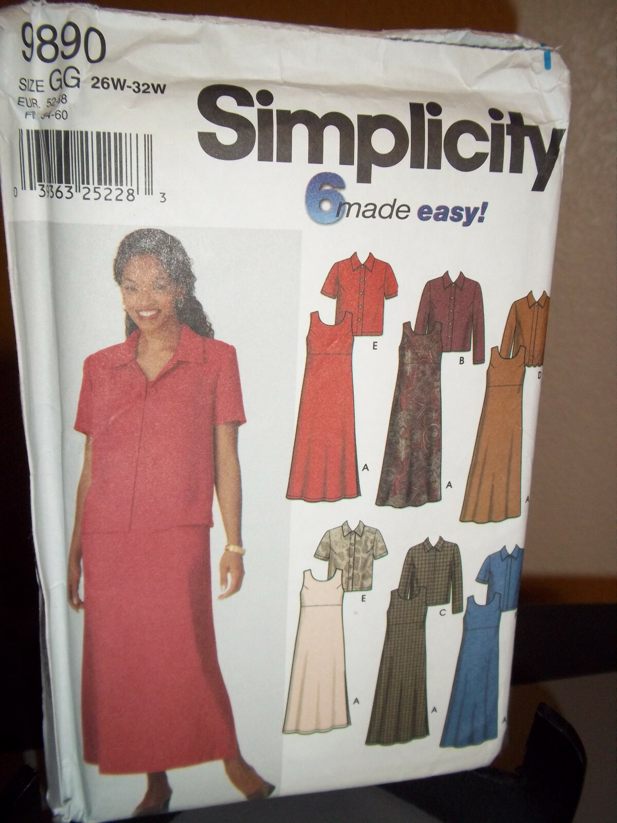 Simplicity #9890 Sewing Pattern Misses Dress Jacket Jumper 26 28 30 32 ...