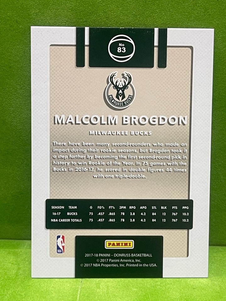 2017-18 Donruss Holo Purple #83 Malcolm Brogdon /15 - Bucks | eBay