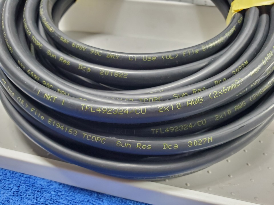2-10 AWG (2x6mm2) (34') Shielded Power Cable 2 Conductor 600V TFL492324 ...