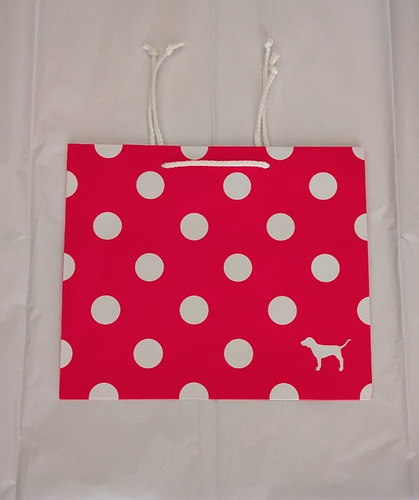 Victoria's Secret PINK Shopping Gift Bag Polka Dot Dog Medium Size Set ...