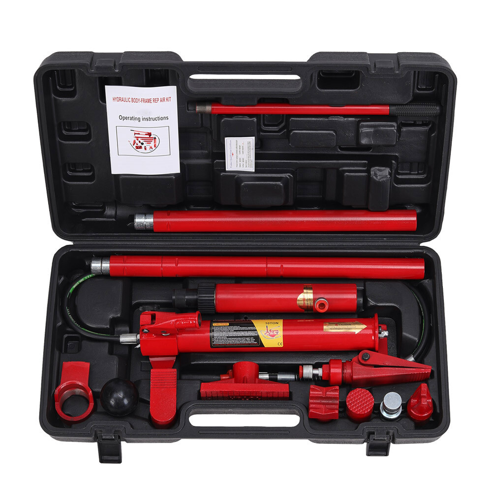 10T Portable Hydraulic Auto Body Dent Frame Repair Kit Porta Pack Jack ...