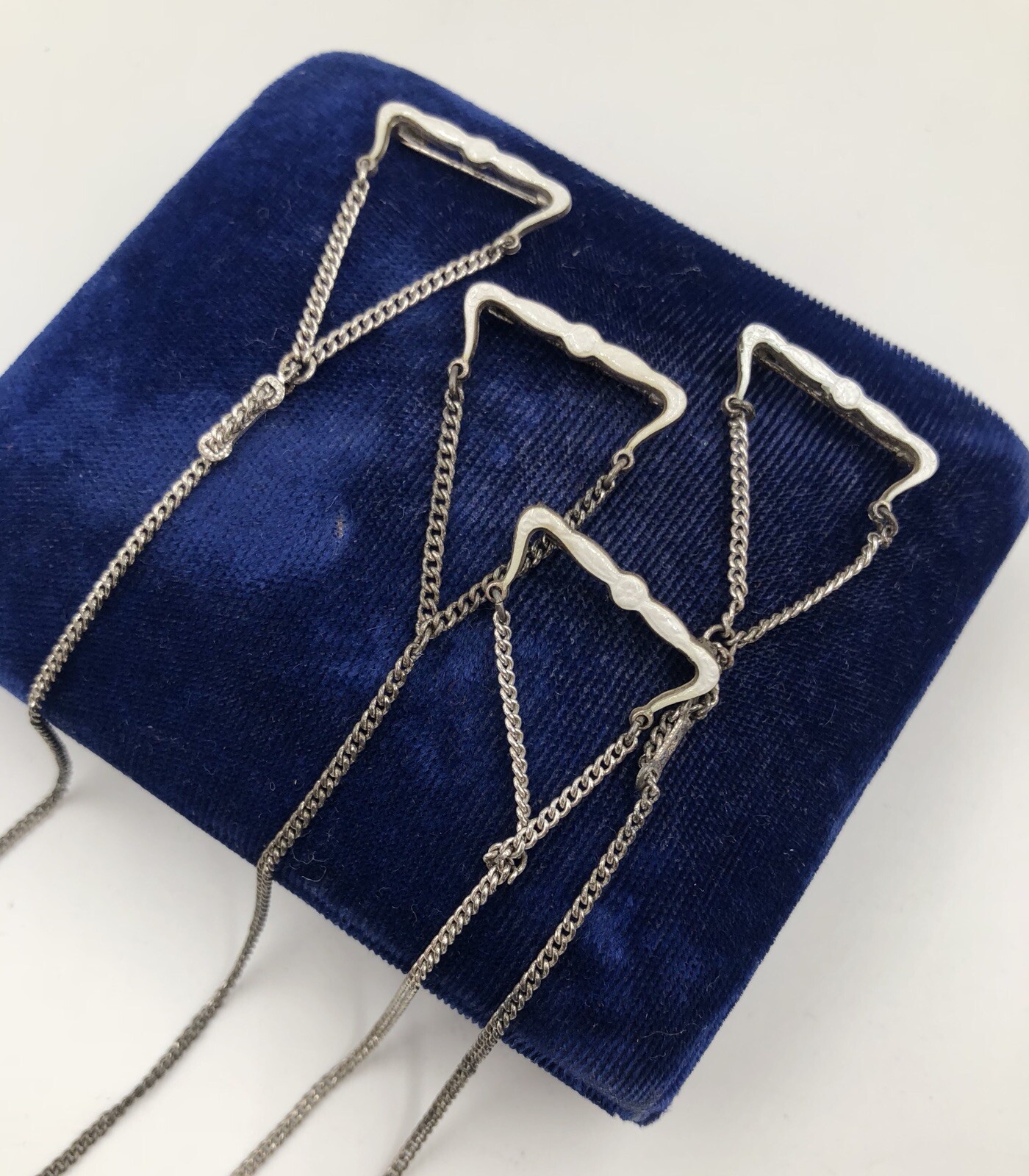 Antique B BALLOU Signed Art Deco Lingerie Chain Sterl… - Gem