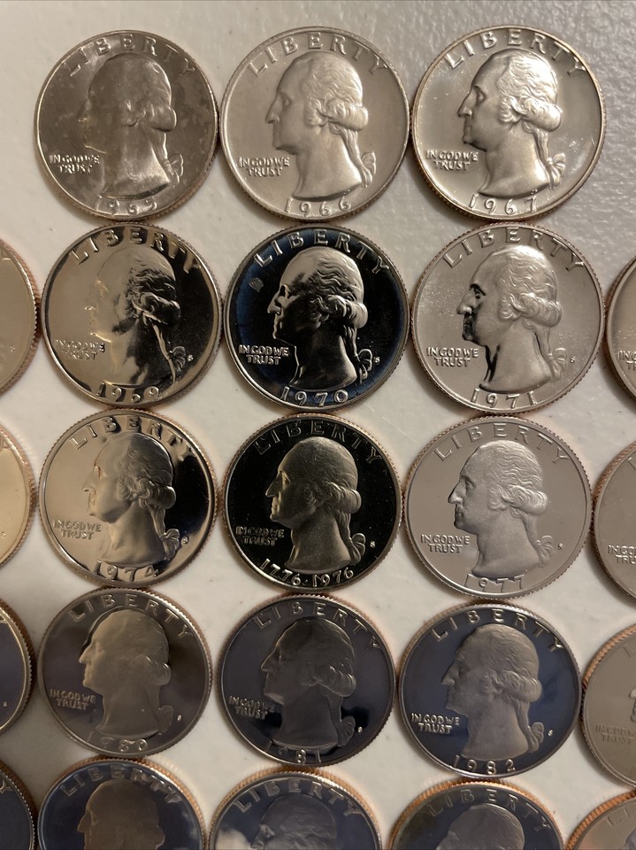 1965-67 P 1968-1998 S Washington Quarter Proof 33 Coin Set US Mint ...