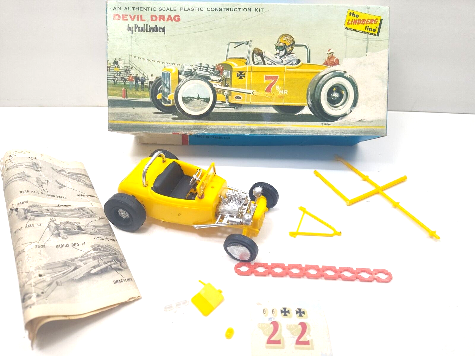 Vintage DEVIL DRAG Paul Lindberg Model Dragster Incomplete Parts Resto ...