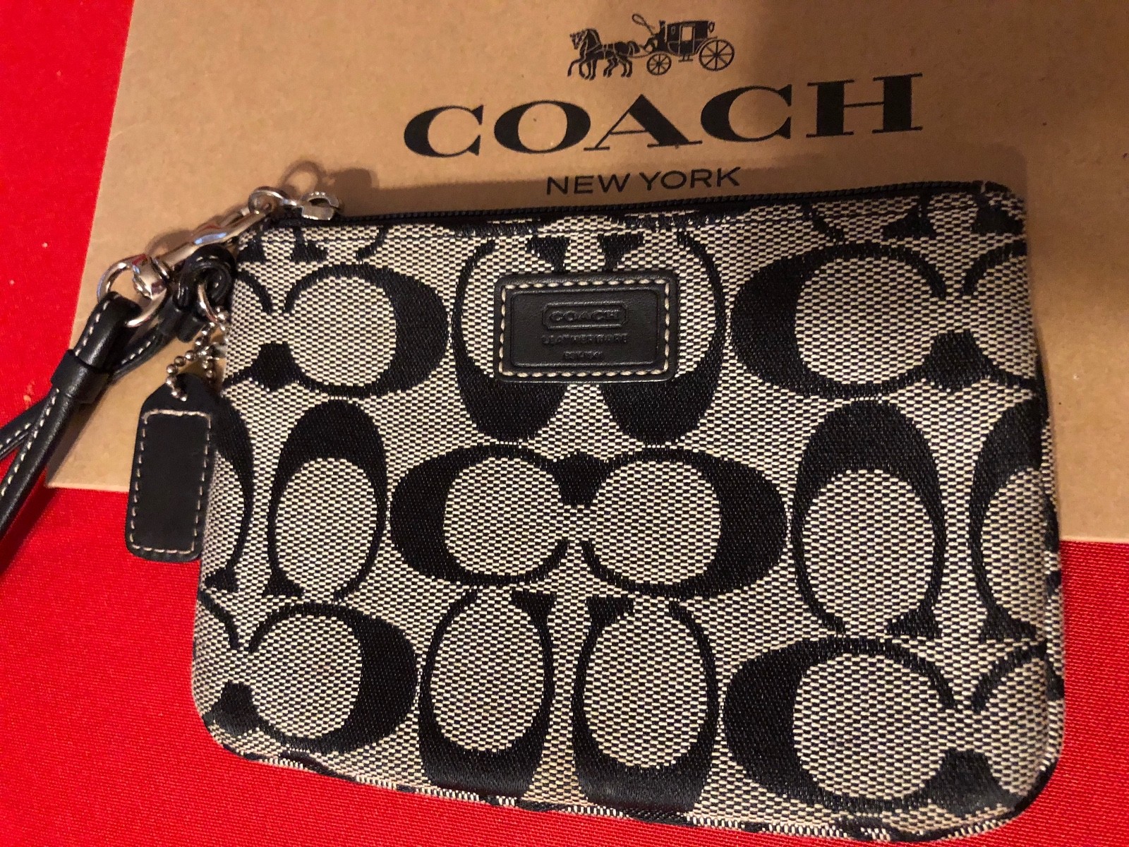 COACH Mini Wristlet Signature Logo Black Pattern Colo… - Gem