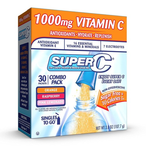 Super C Singles to Go Powder Packets, Water Drink Mix, Variety Pack ...