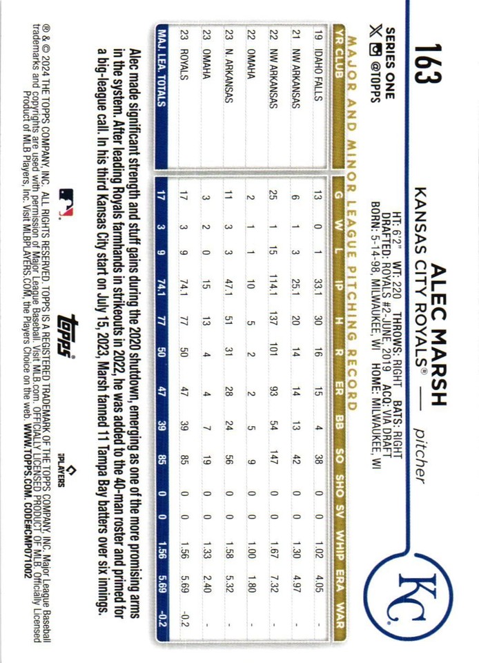 2024 Topps #163 Alec Marsh | eBay