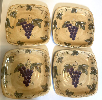 4 Meritage Square Grape Salad Plates 8.5 inch Noble Excellence Vintage ...