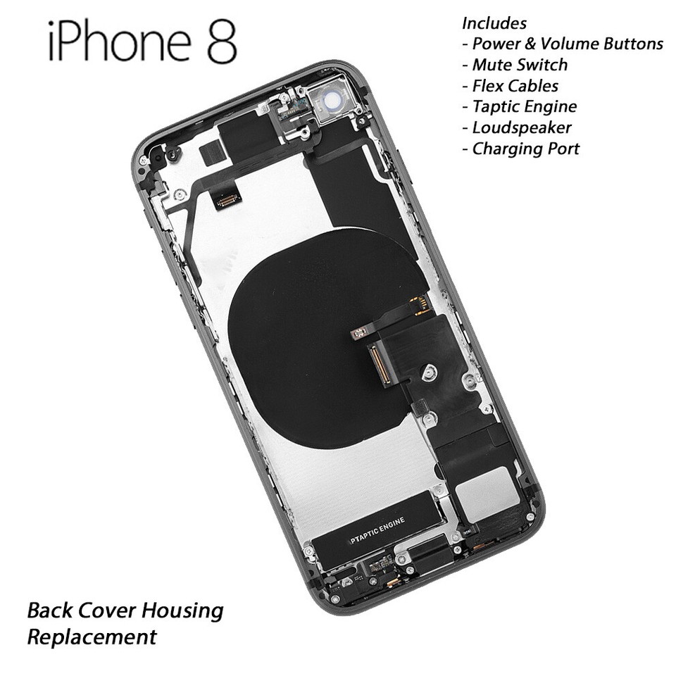 iPhone 7, 7 Plus, 8, 8 Plus Fully Assembled Back Cover Housing with ALL ...
