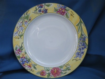 Furio China Chop Plate Platter Creme Brulee Yellow Floral | eBay
