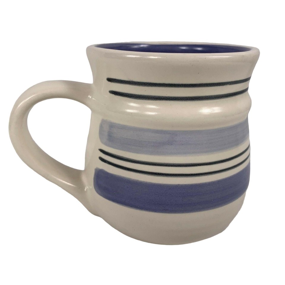 Pfaltzgraff Rio Coffee Mug Blue Bands Stripes 14 Oz Handpainted | eBay