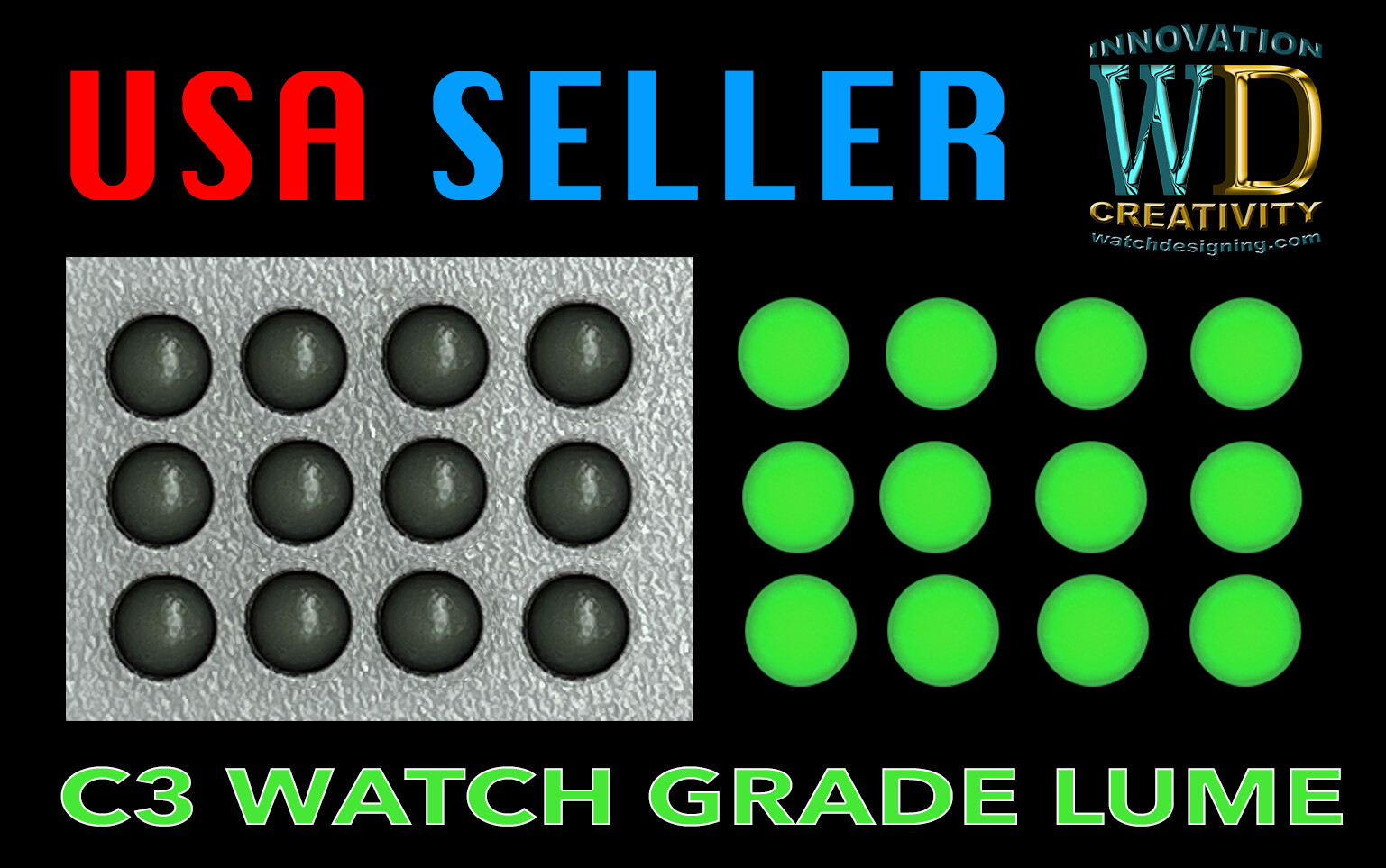 Watch Dial Hour Precision Round cut Markers Dots indices C3 Grade LUME ...