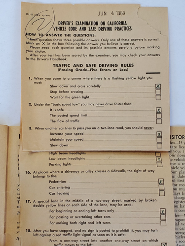 Vintage 1968 California DMV Drivers Handbook, W/ 1969 Drivers Test ...