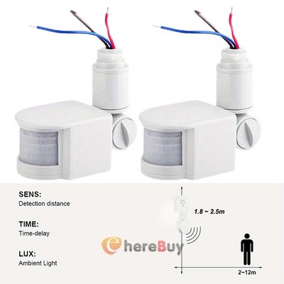 1/2 12V Motion Sensor PIR Movement Detector Automatic Infrared Wall ...