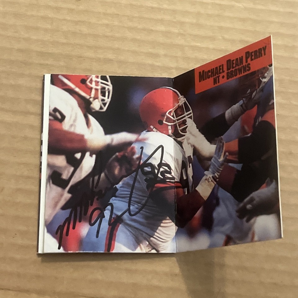 1990 MICHAEL DEAN PERRY NFL PRO SET COLLECT A BOOKS BROWNS Autograph | eBay