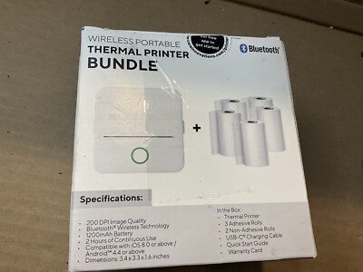 Core Innovation Thermal Printer Bluetooth With 3 Adhesive Rolls 2 Non ...