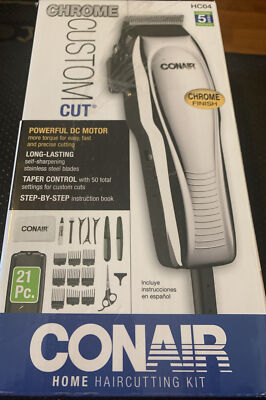 Conair Chrome Custom Cut 21 Piece Home Haircutting Kit Barber Clipper ...