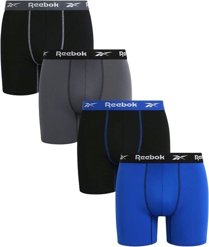 4 Pack REEBOK Men Boxer Briefs Stretch Moisture Wickng Tag Free LARGE ...