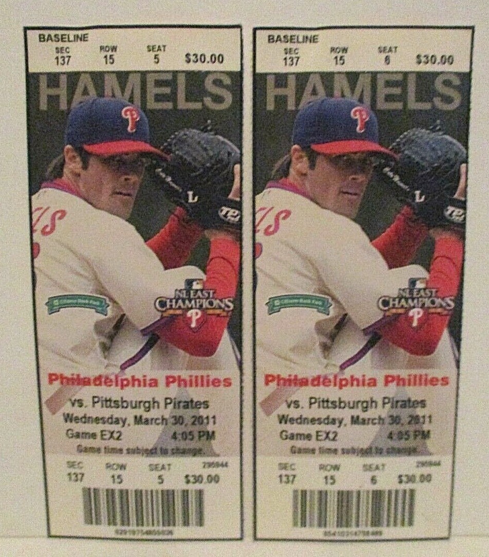 PHILADELPHIA PHILLIES BASEBALL TICKET STUBS 2011 CITIZENS BANK PARK 3/ ...