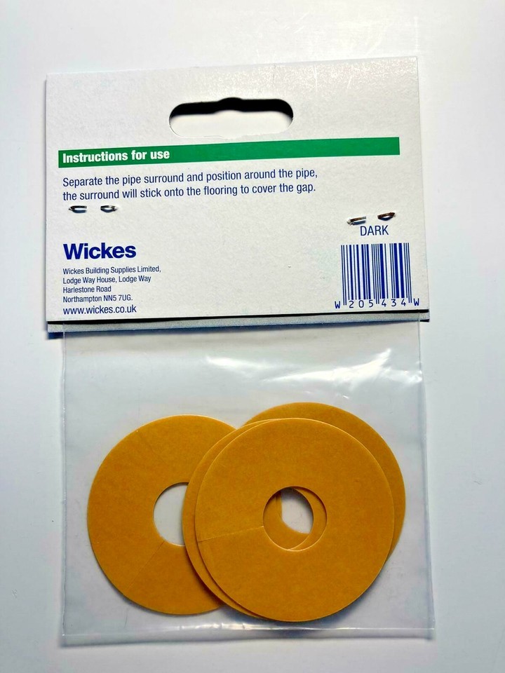 4 x Self Adhesive Pipe Covers / Radiator Rings for Laminate & Wood ...