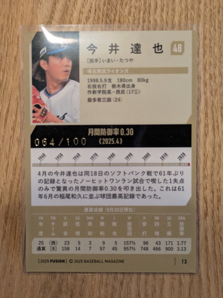 Tatsuya Imai 2025 BBM Fusion #48 Gold Foil Facsimile 064/100 | eBay