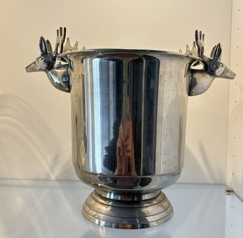 Vintage Ice Bucket Champagne Cooler Stag Handle Deer Lodge Decor | eBay
