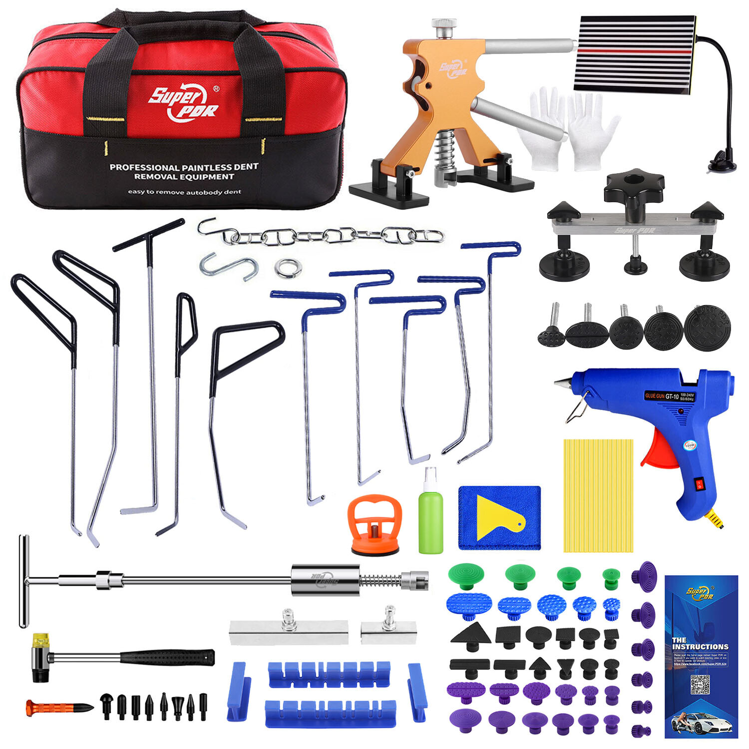 PDR Dent Puller Rods Lifter Paintless Removal Hail Tools Car Glue ...