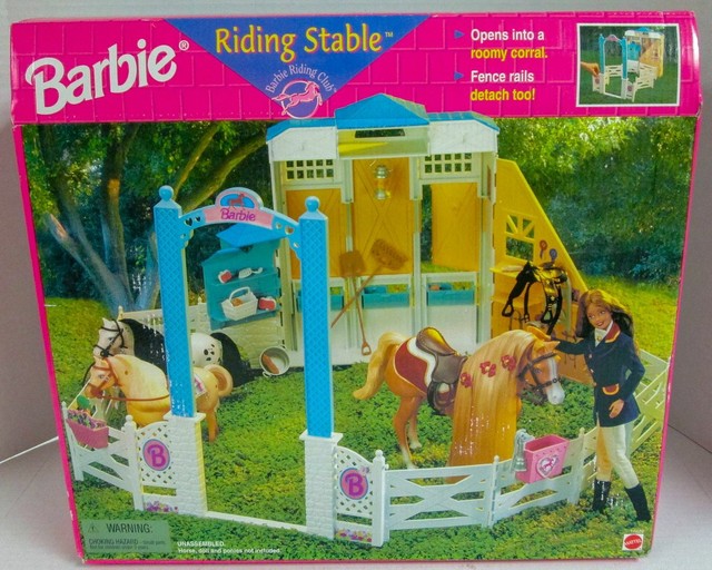 1998 Barbie Riding Club Stable Horse Corral Fence 18428 Play Set for ...