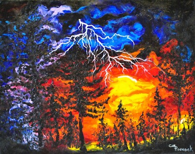 SALE! LIGHTNING STORM original oil painting 20"x16" on canvas |art,sky ...