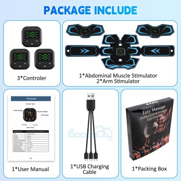 Electric Muscle Toner Machine ABS Toning Belt Simulation Fat Burner ...