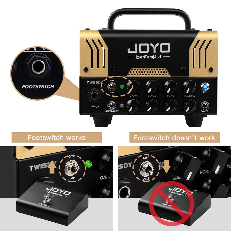 JOYO Mini Amp Head 20W Preamp 2 Channel Hybrid Tube Guitar Amplifier ...