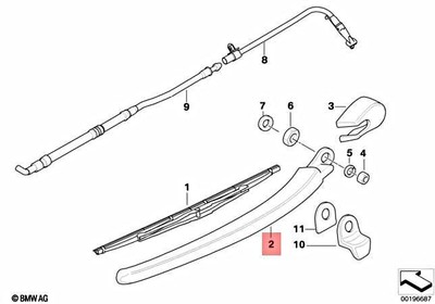 Genuine BMW E61 520d 520i 523i 525d 525i Rear Window Wiper Arm ...