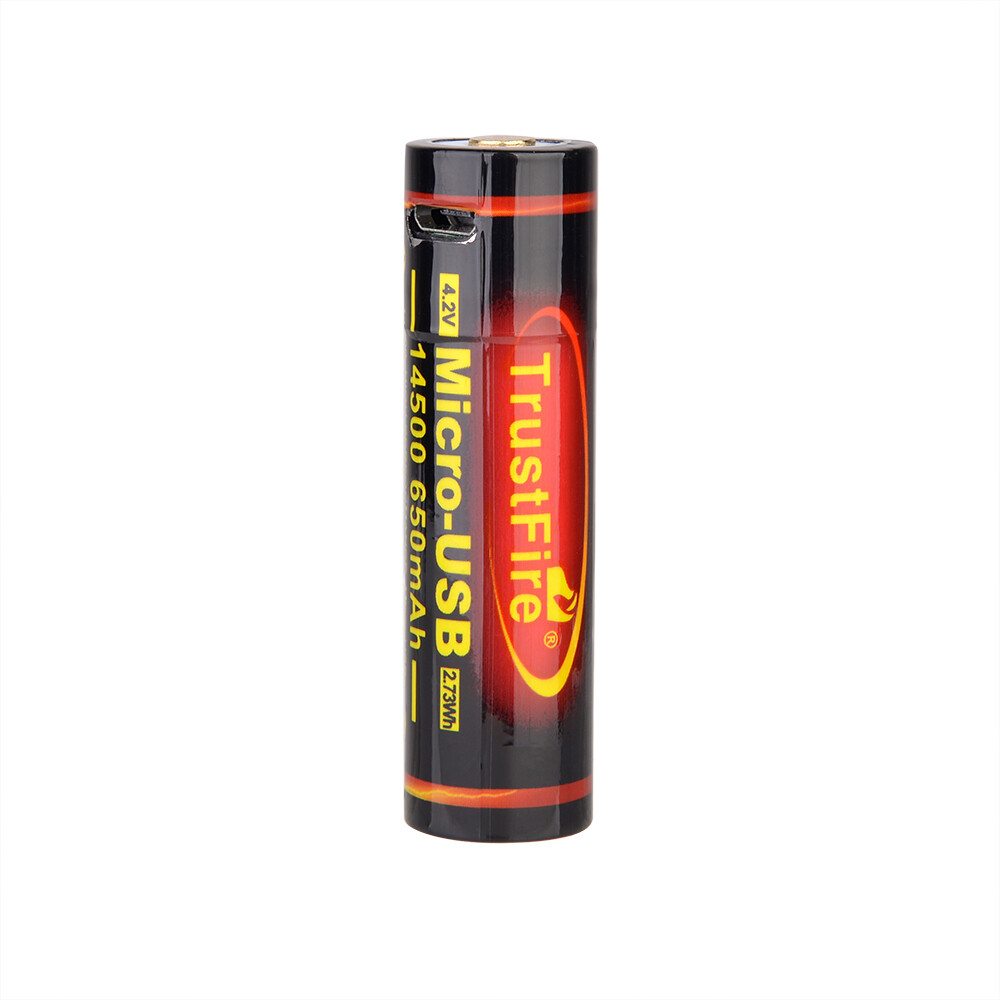Trustfire 14500 650mAh 3.7V Li-ion Lithium Powerful USB Rechargeable ...