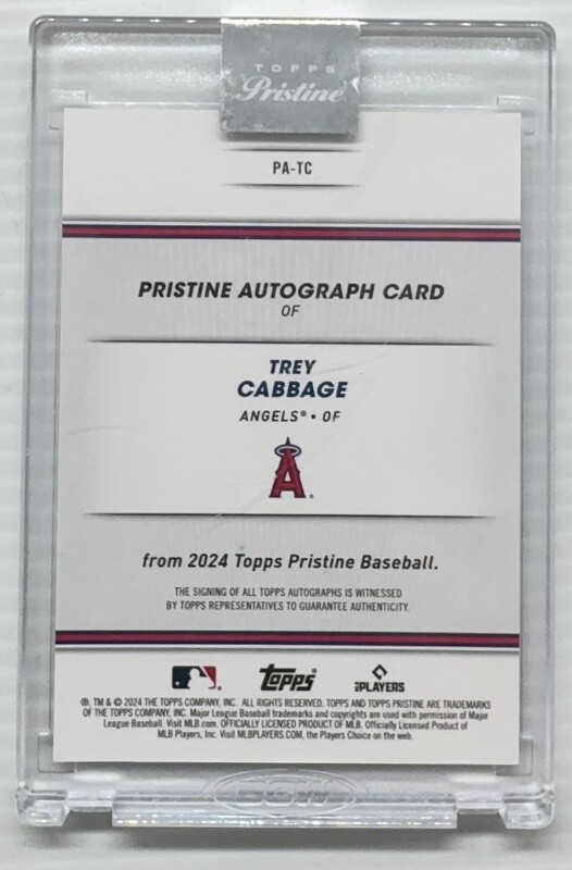 2024 Topps Pristine Trey Cabbage Rookie Auto Autograph RC #PA-TC Angels ...