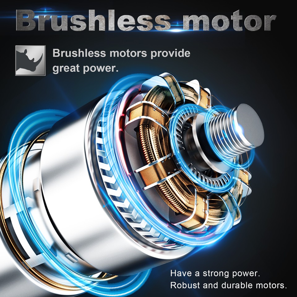 1/2" Electric Wrench Cordless Rattle Gun Brushless Impact Drill Suit ...