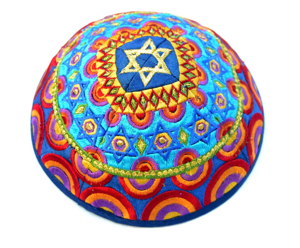 Kippah Yarmulke-Embroidered Kippas Star of David Rainbow Emanuel ...